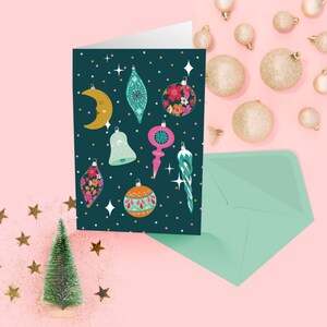 Set of Retro Christmas Cards, Groovy 70s Style,disco,baubles,tree ...