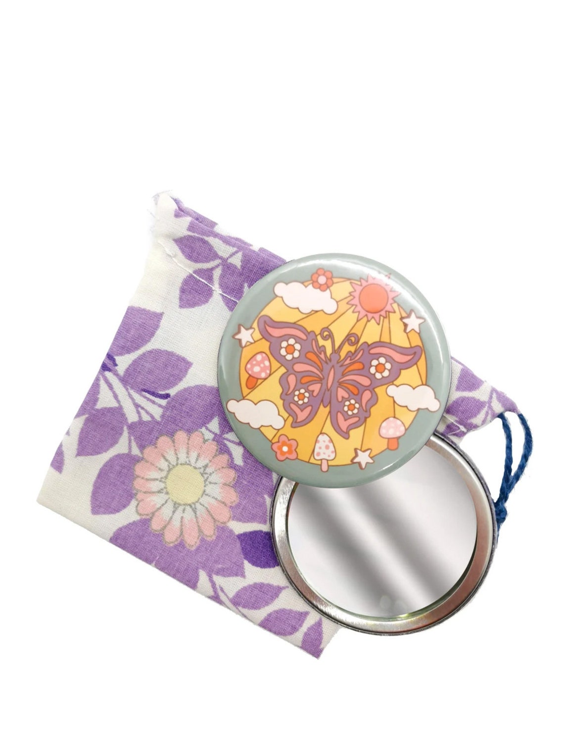 Retro Design Pocket Mirror,70s Vintage Mirror,compact Mirror,handbag ...