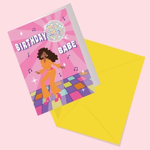 Retro Birthday Card,groovy 70s Style,disco,vintage Illustration,bday ...