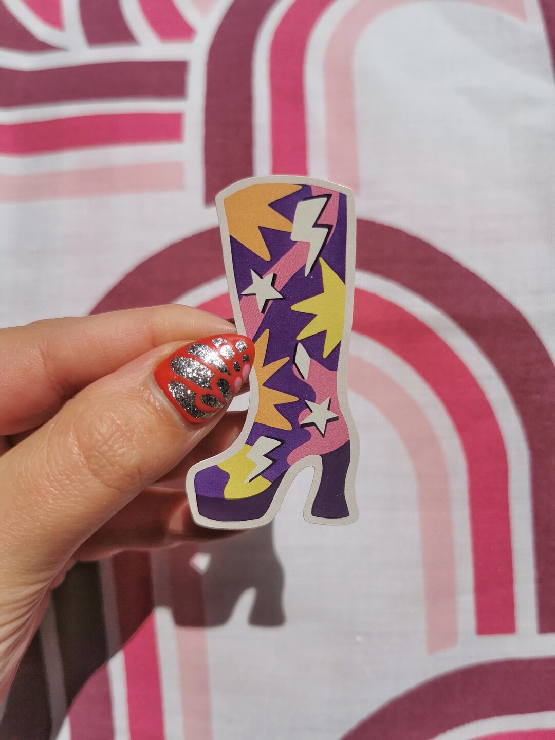 Platform Boot Sticker, 70s Disco,retro Design,sticker,recycled Paper ...