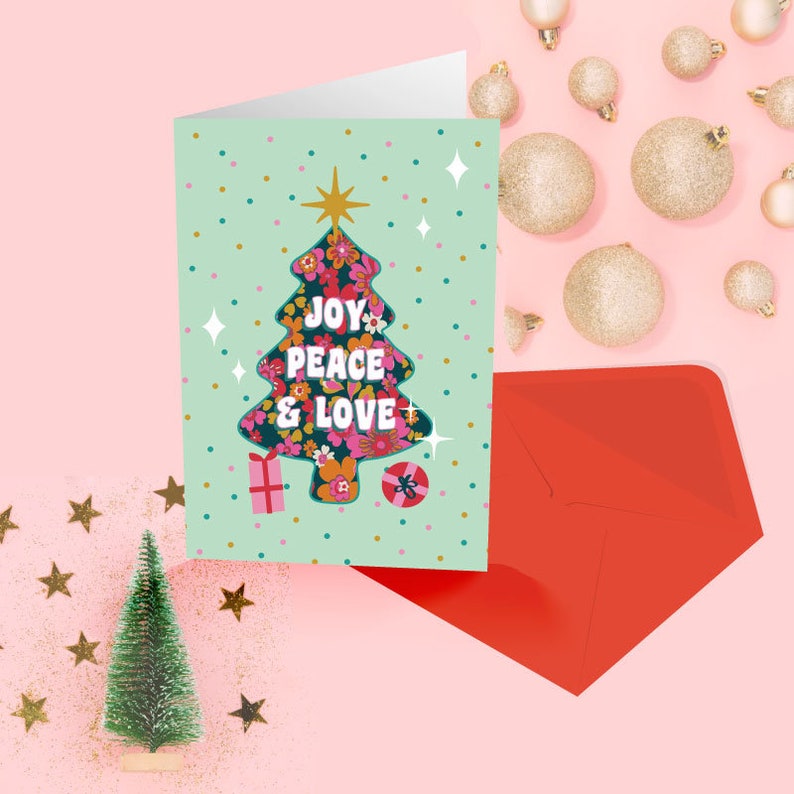 Set of Retro Christmas Cards, Groovy 70s Style,disco,baubles,tree ...
