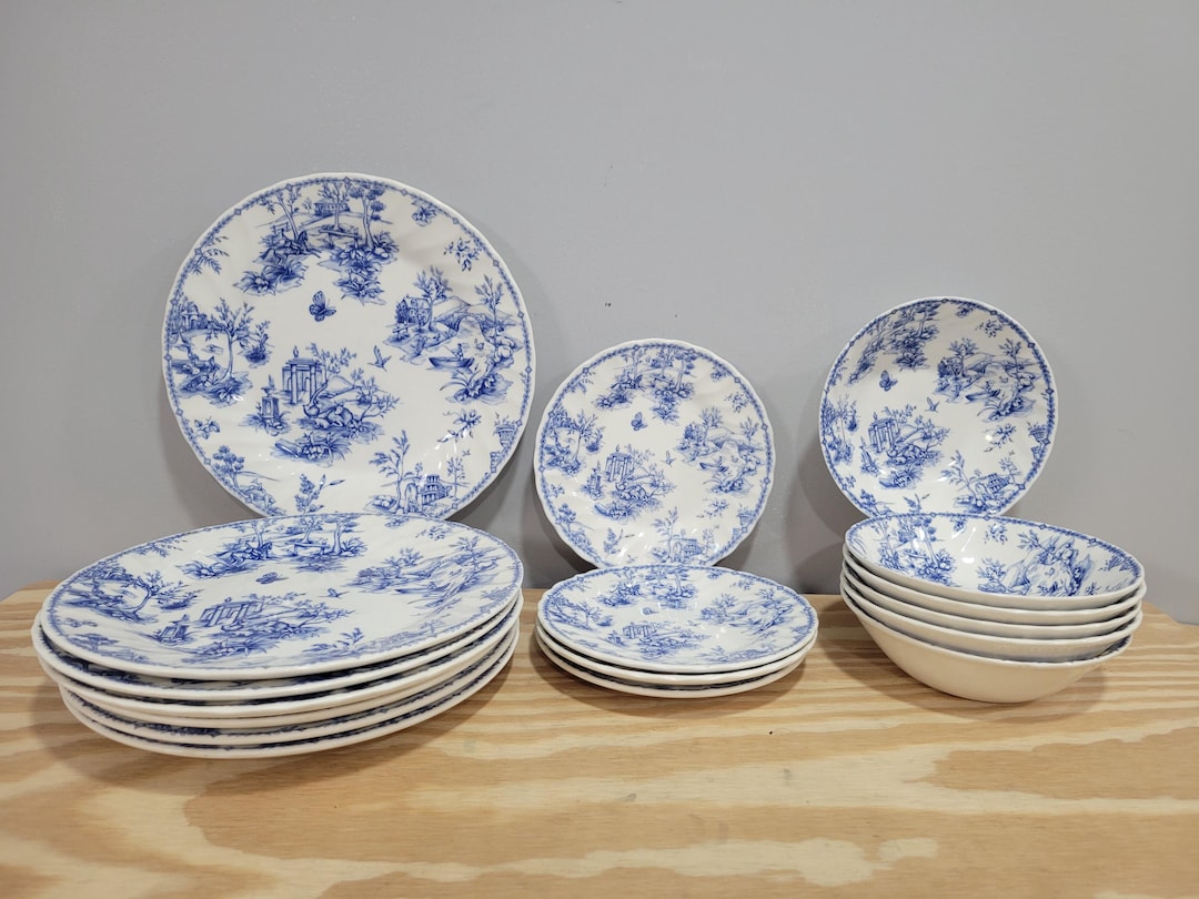 Queen's Chelsea Toile Blue Porcelain Dinnerware --- PICK - Etsy