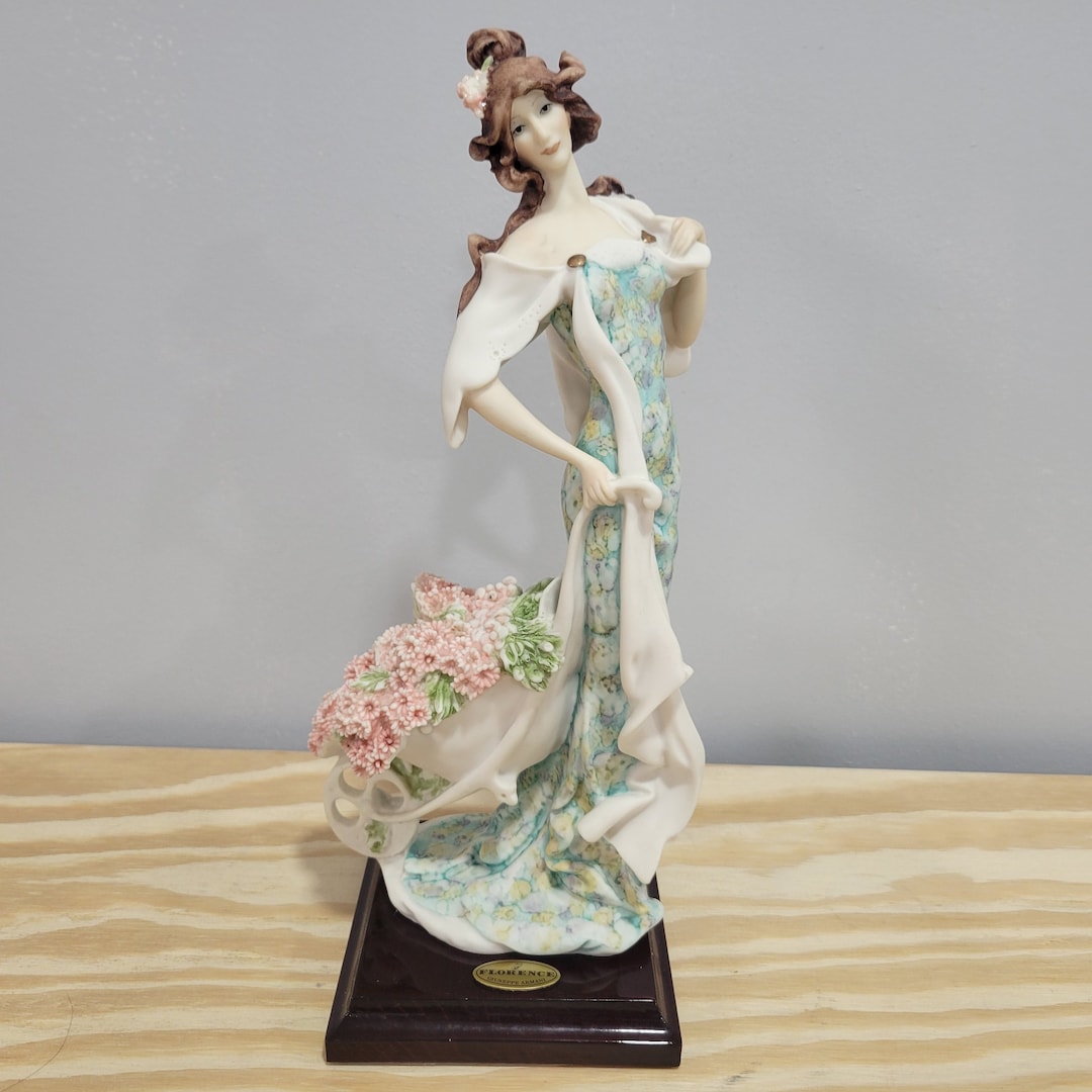 Florence Giuseppe Armani Italy "girl With Flower Cart" Figurine #0960c ...