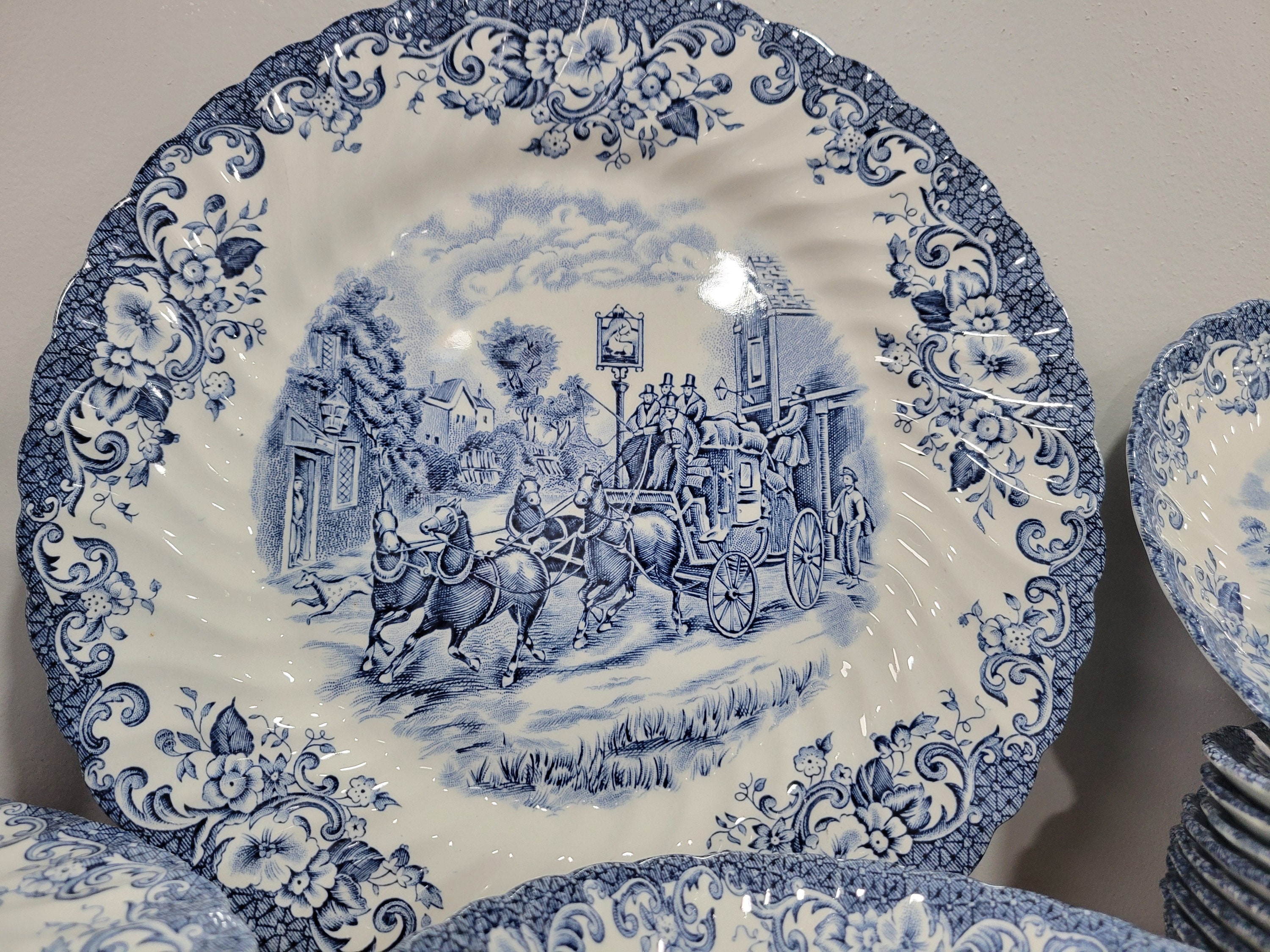 Johnson Brothers Blue Coaching Scenes Dinnerware - Etsy