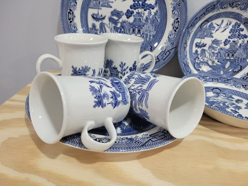Churchill Blue Willow Dinnerware Set - Etsy