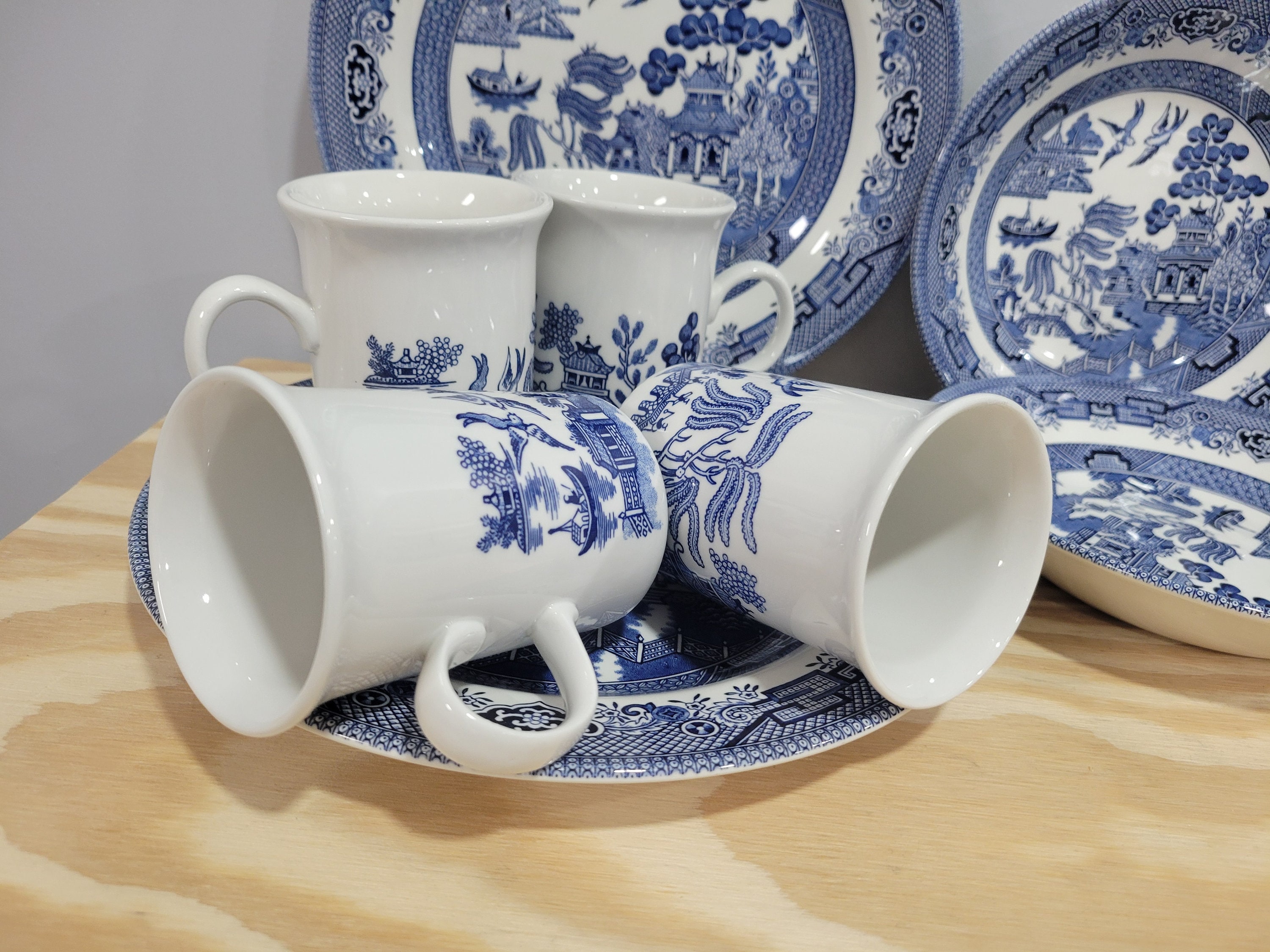 Churchill Blue Willow Dinnerware Set - Etsy