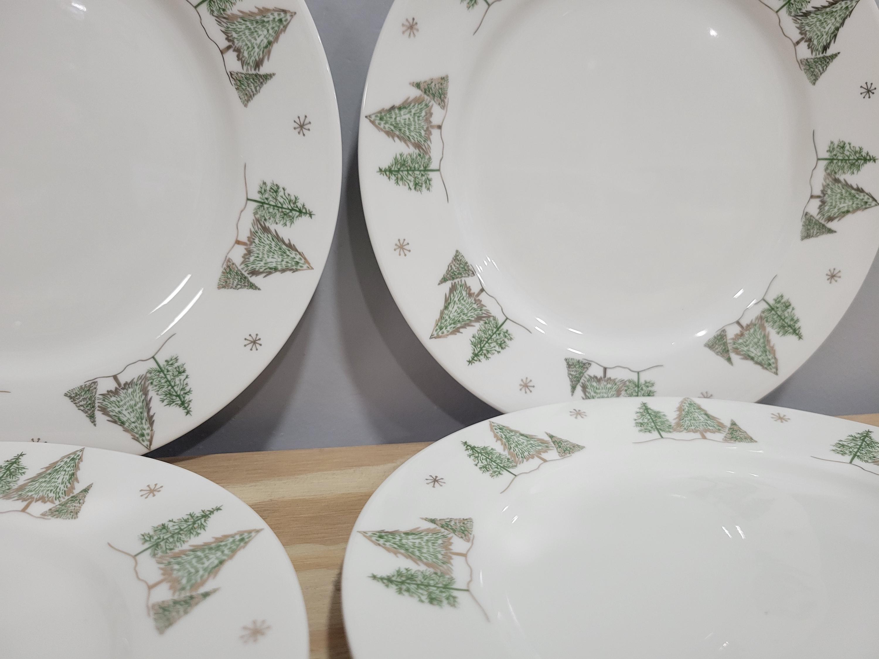 Grace Teaware Green Gold Trees 8" Porcelain Salad Plates - Set of 4 - Etsy