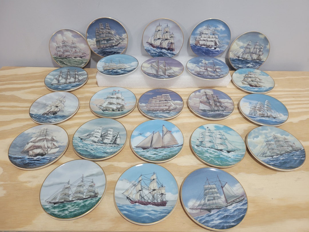 Danbury Mint 25 Great American Sailing Ships Mini Porcelain Plates ...