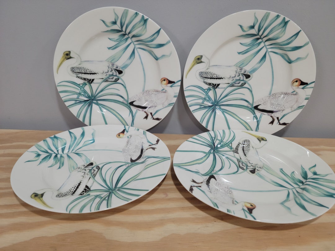 Grace Teaware Lakeside Birds Porcelain 7 Salad Plates Set of 4 - Etsy