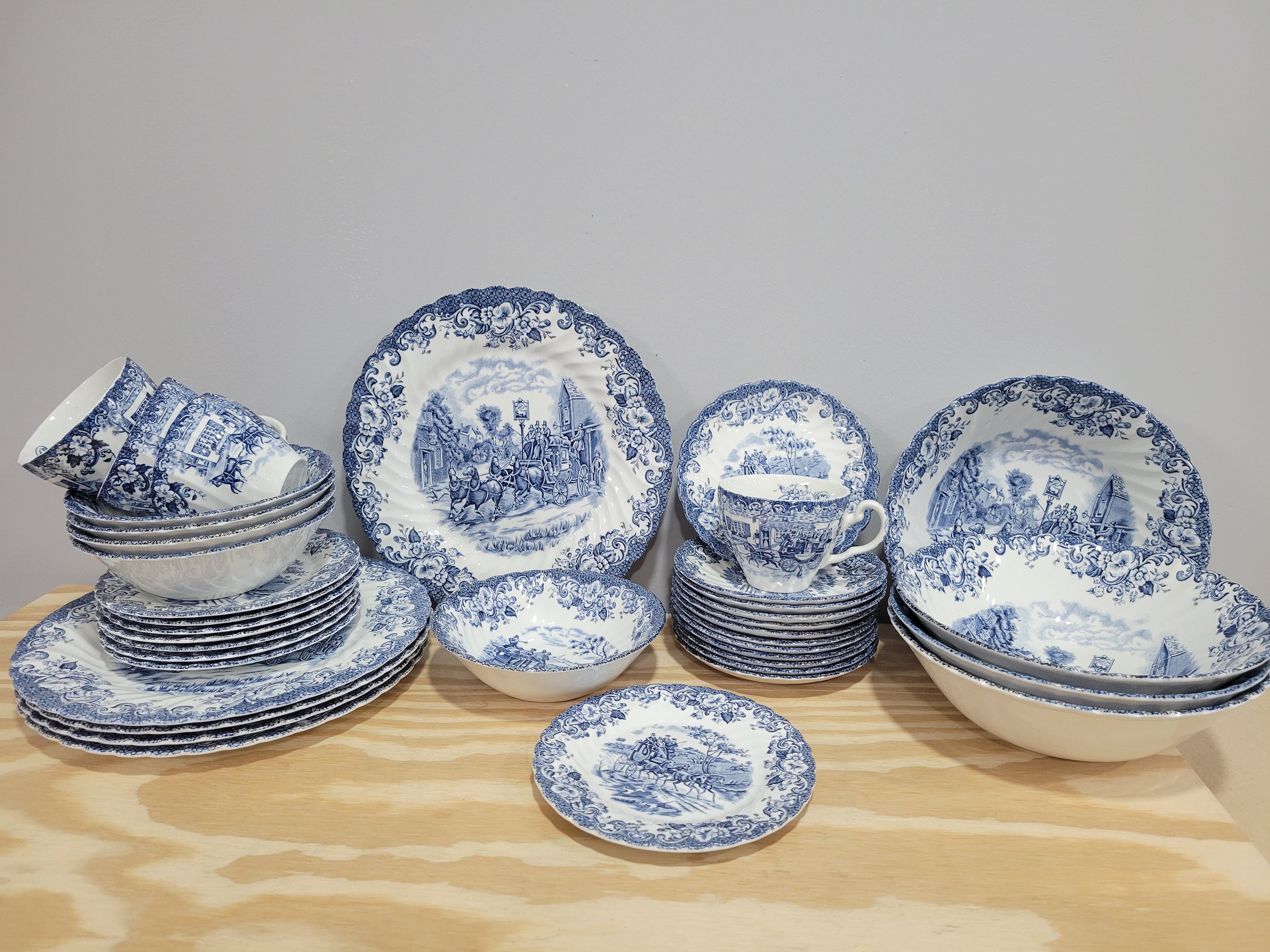 Johnson Brothers Blue Coaching Scenes Dinnerware - Etsy