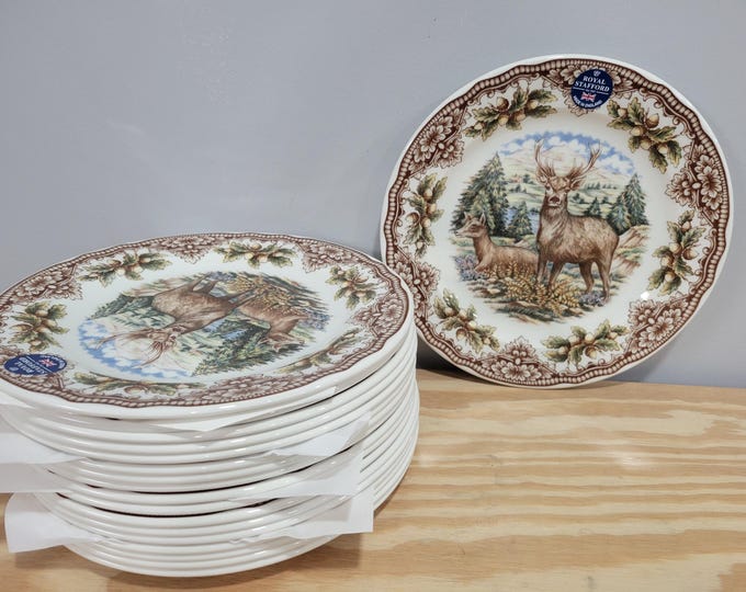 Royal Stafford Woodland Homeland Stag Deer Porcelain Plate Set --- PICK ...