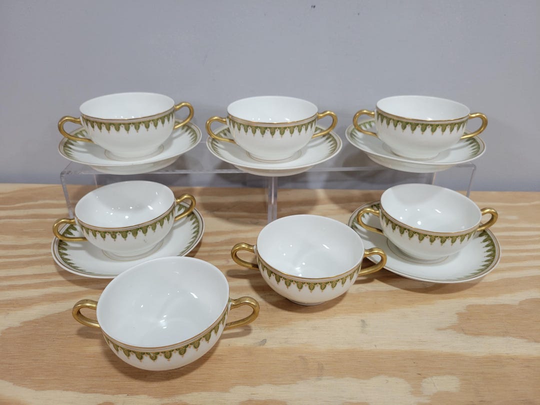 Theodore Haviland Limoges Sanger Bros Dallas Flat Bouillon Cup & Saucer ...