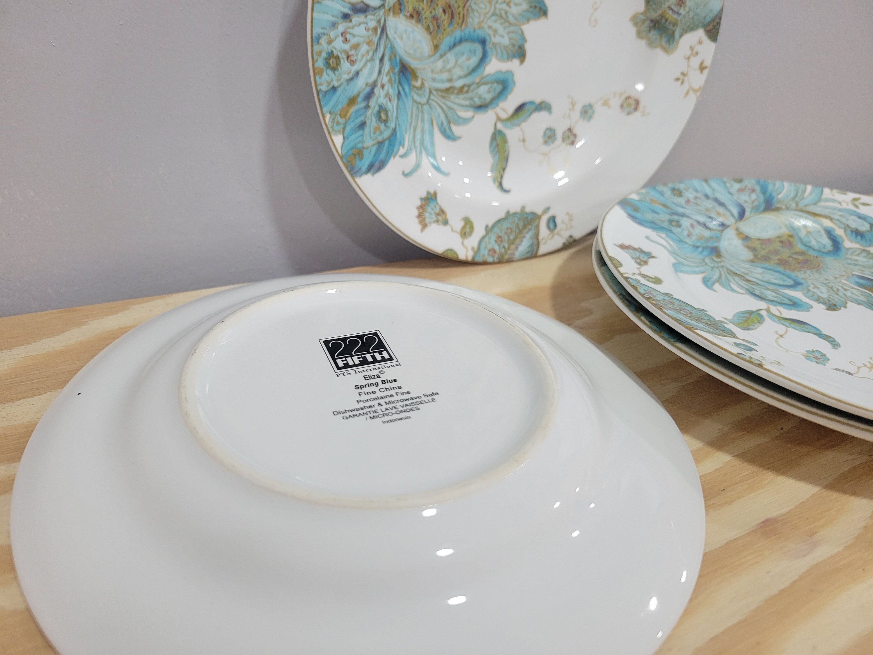 222 Fifth Eliza Spring Blue Dessert Plate Set of 4 - Etsy