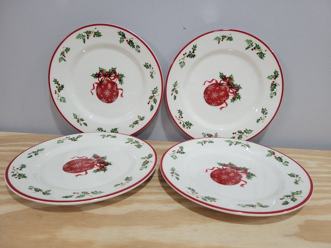 Christopher Radko Holiday Celebrations Salad Plates #red Ornament - Set ...