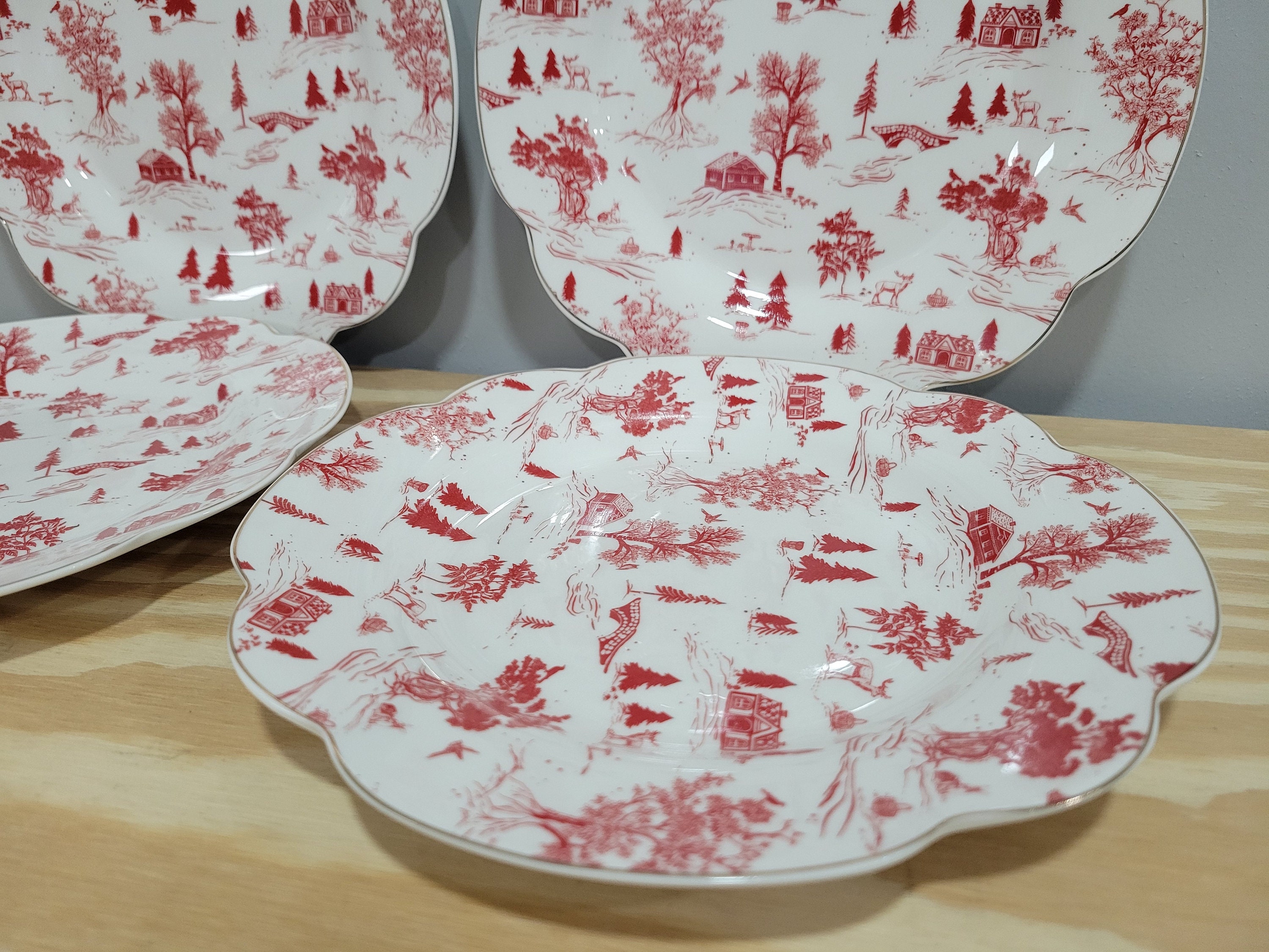 Grace Teaware Christmas Village 9" Luncheon Plate - Set of 4 - Etsy