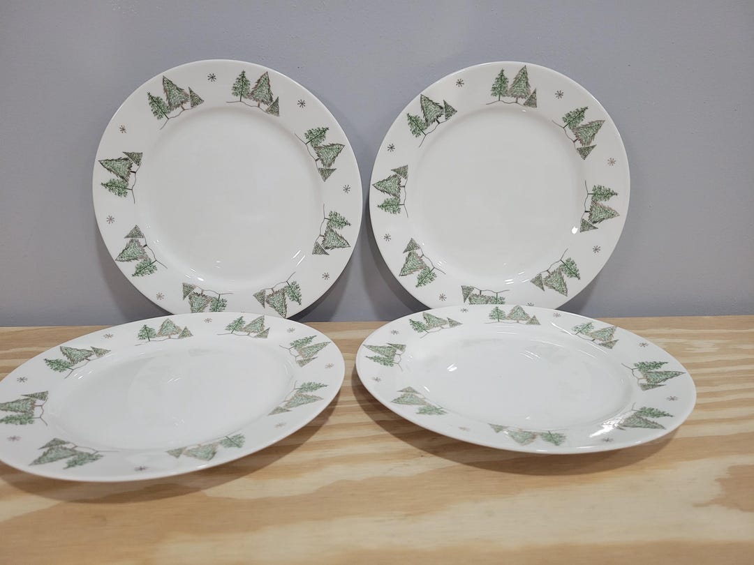 Grace Teaware Green Gold Trees 8" Porcelain Salad Plates - Set of 4 - Etsy