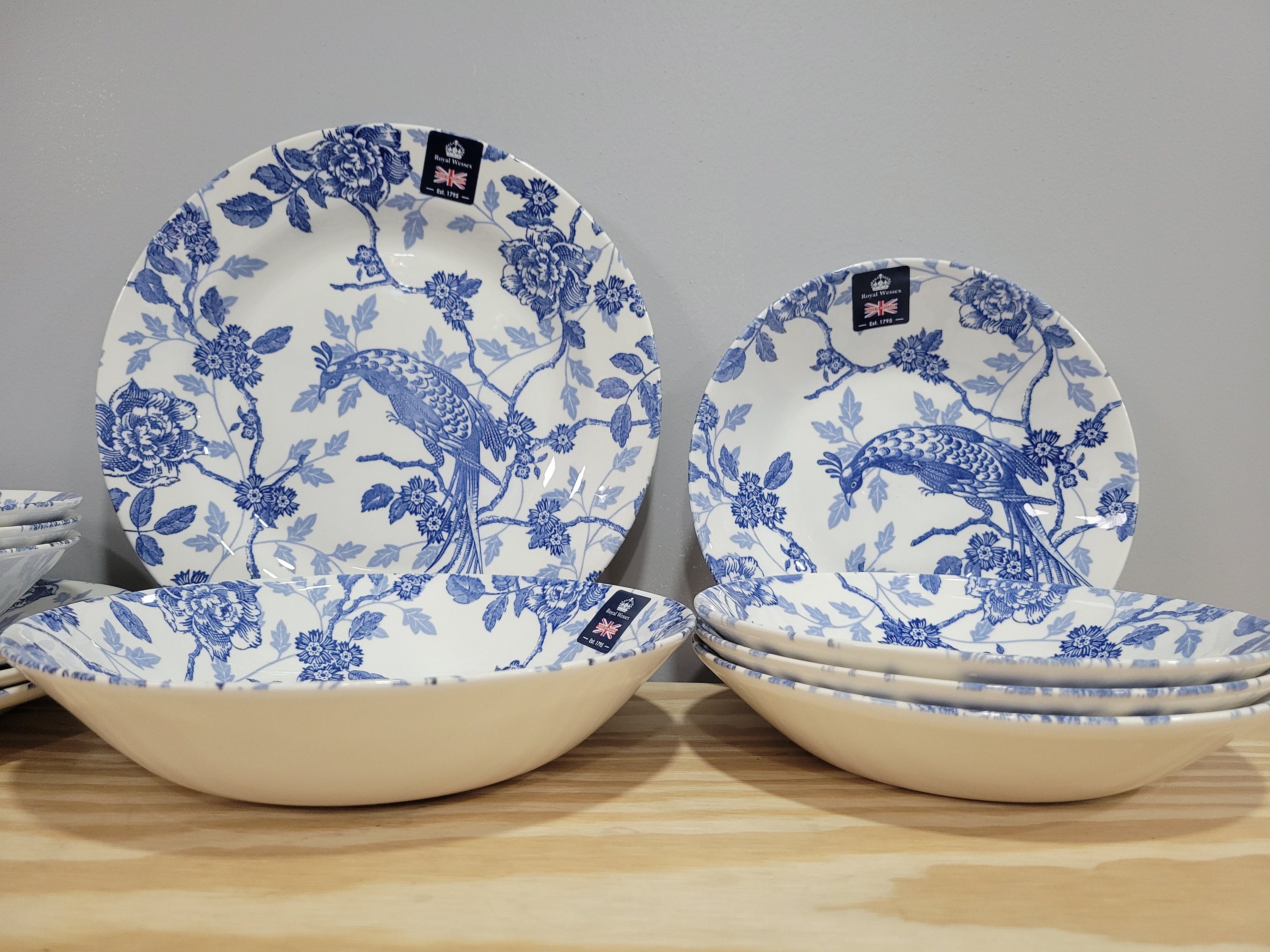 Royal Wessex Blue Peacock Porcelain Dinnerware - Etsy