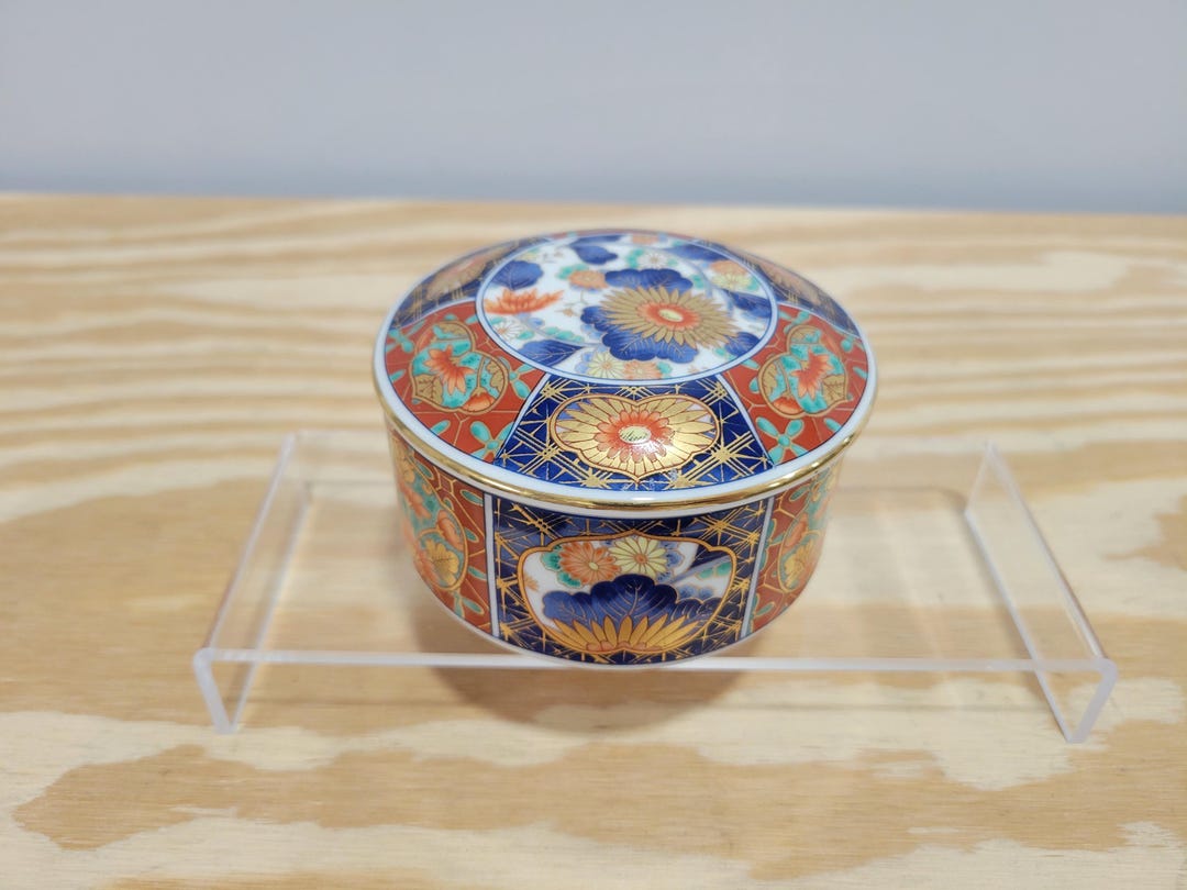 Imari Imperial Porcelain Orange Blue Trinket Box With Lid - Etsy