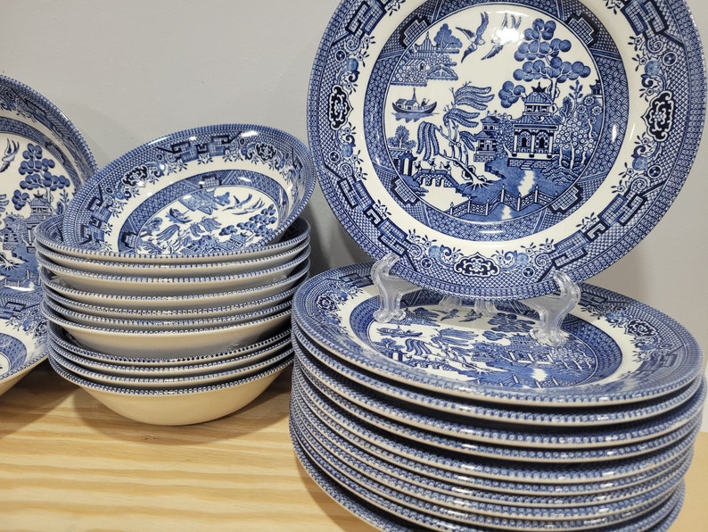 Churchill Blue Willow Dinnerware Set PICK - Etsy
