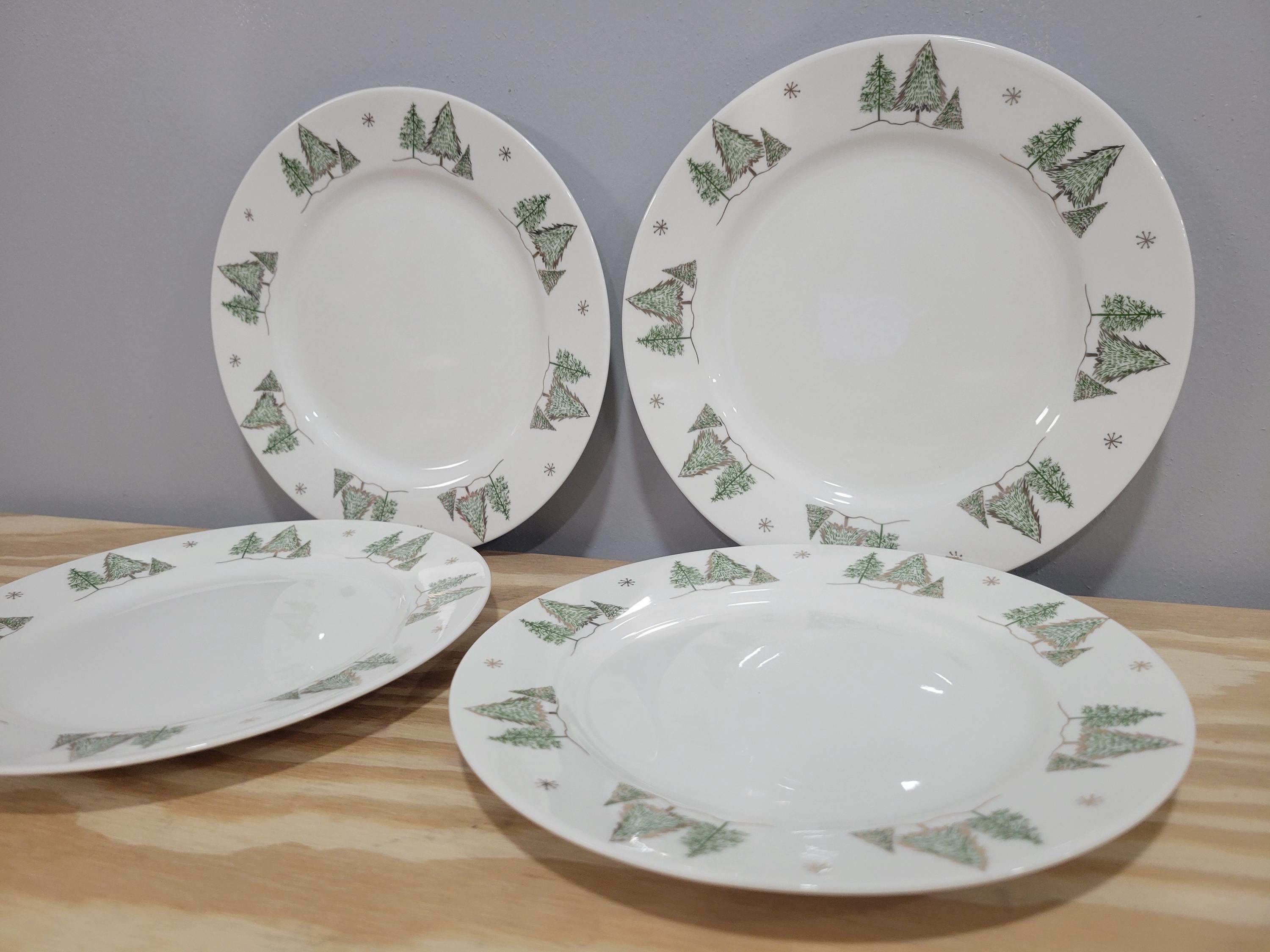 Grace Teaware Green Gold Trees 8" Porcelain Salad Plates - Set of 4 - Etsy