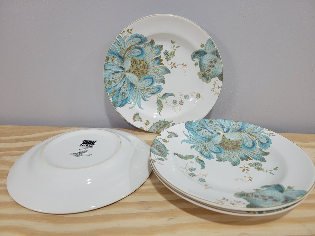222 Fifth Eliza Spring Blue Dessert Plate Set of 4 - Etsy