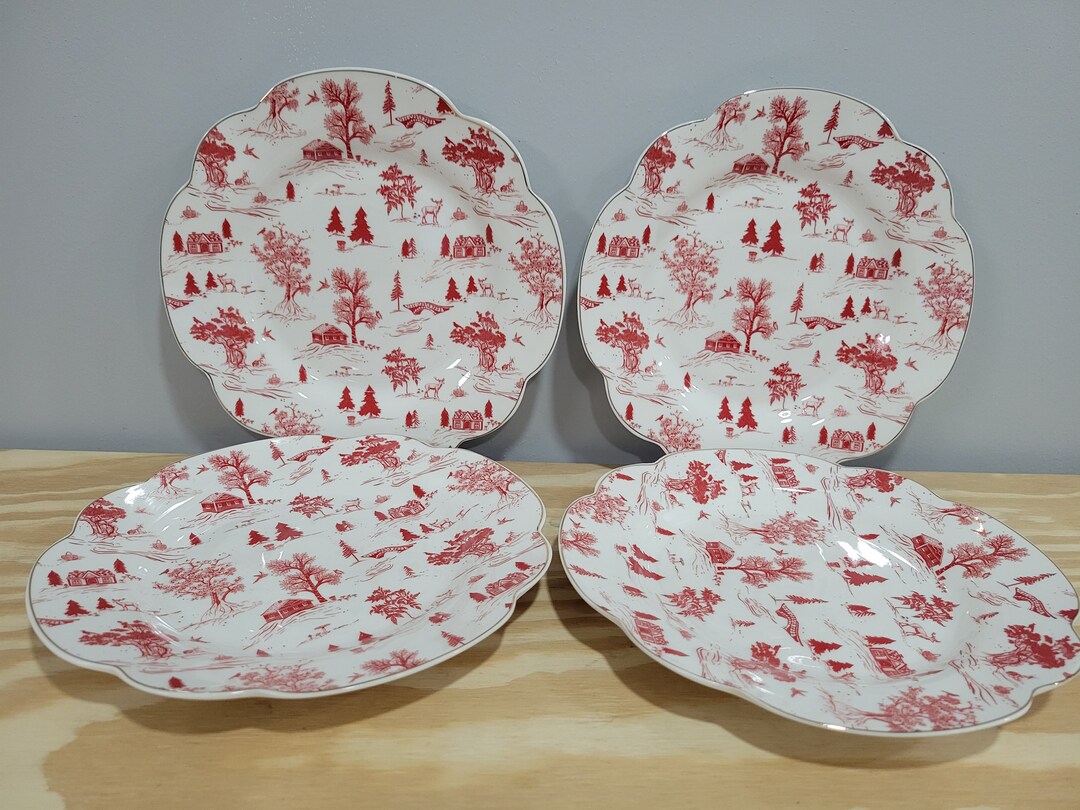 Grace Teaware Christmas Village 9" Luncheon Plate - Set of 4 - Etsy