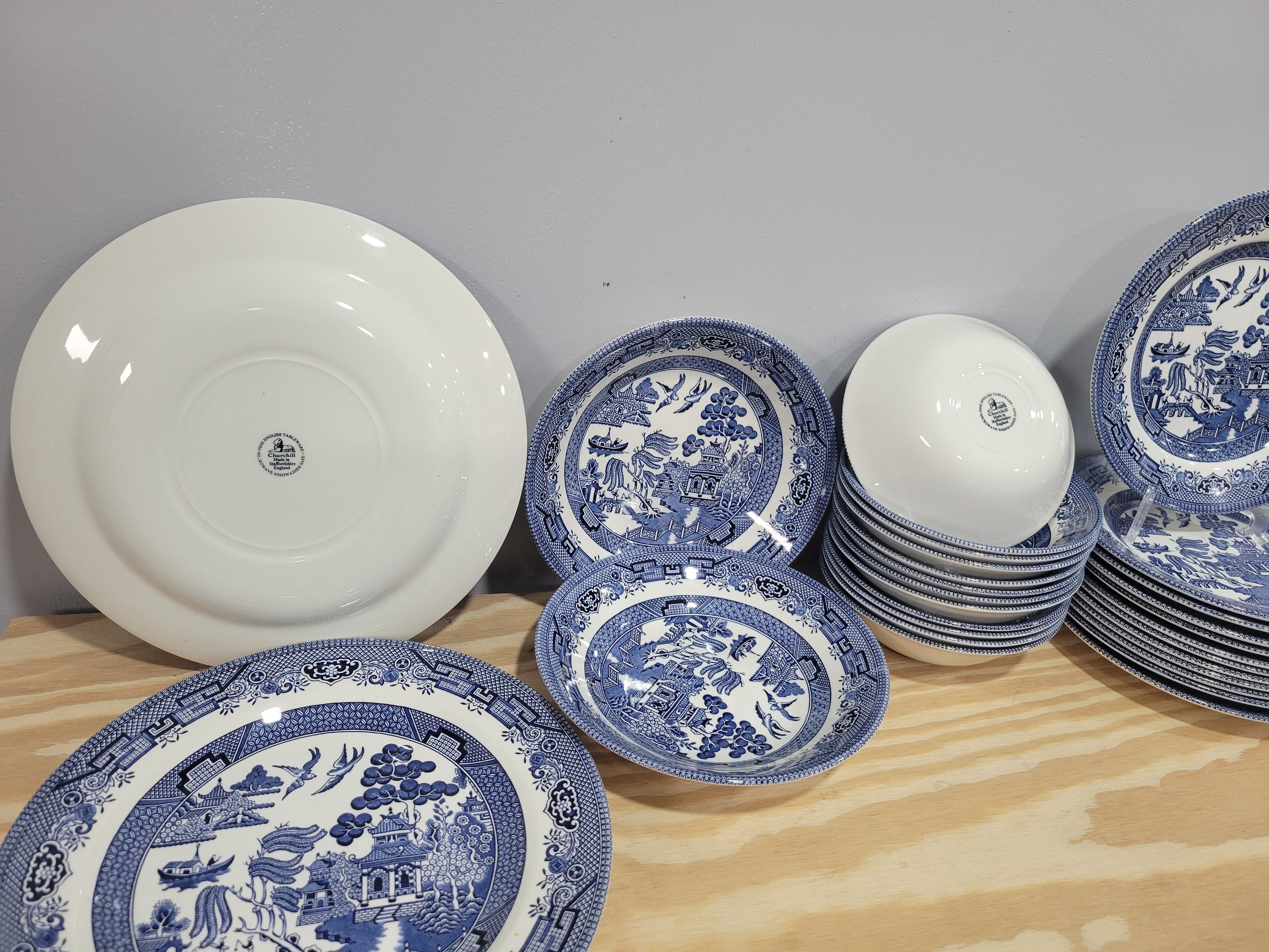 Churchill Blue Willow Dinnerware Set - Etsy