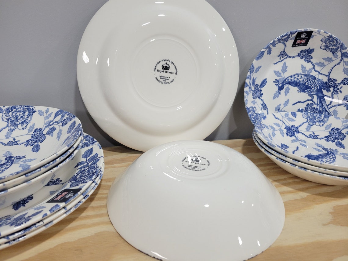 Royal Wessex Blue Peacock Porcelain Dinnerware - Etsy