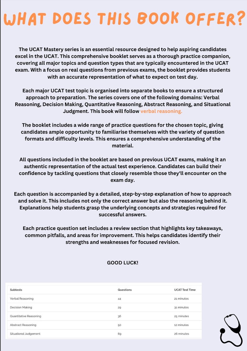 UCAT Verbal Reasoning Guide With Questions - Etsy