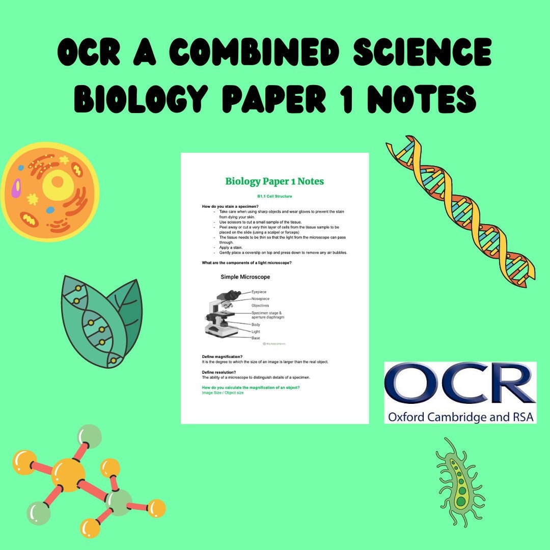 OCR A GCSE Combined Science Biology Paper 1 Notes - Etsy