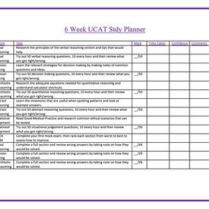 UCAT STUDY PLANNER - Etsy