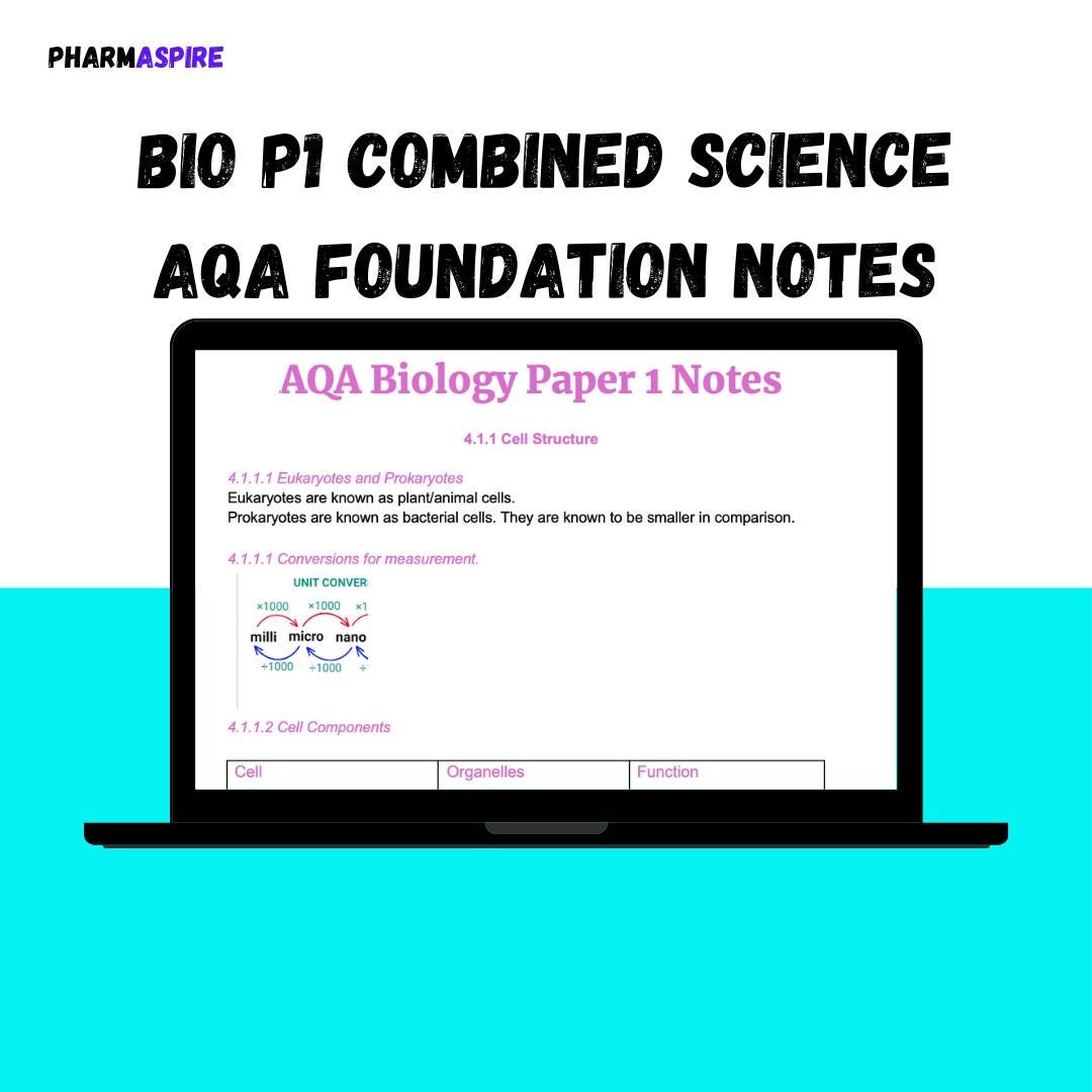 GCSE Combined Science Biology Paper 1 Notes - AQA FOUNDATION - Etsy