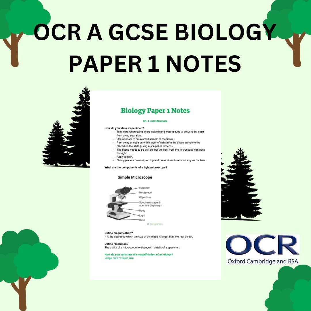 OCR A GCSE Biology Paper 1 Notes - Etsy