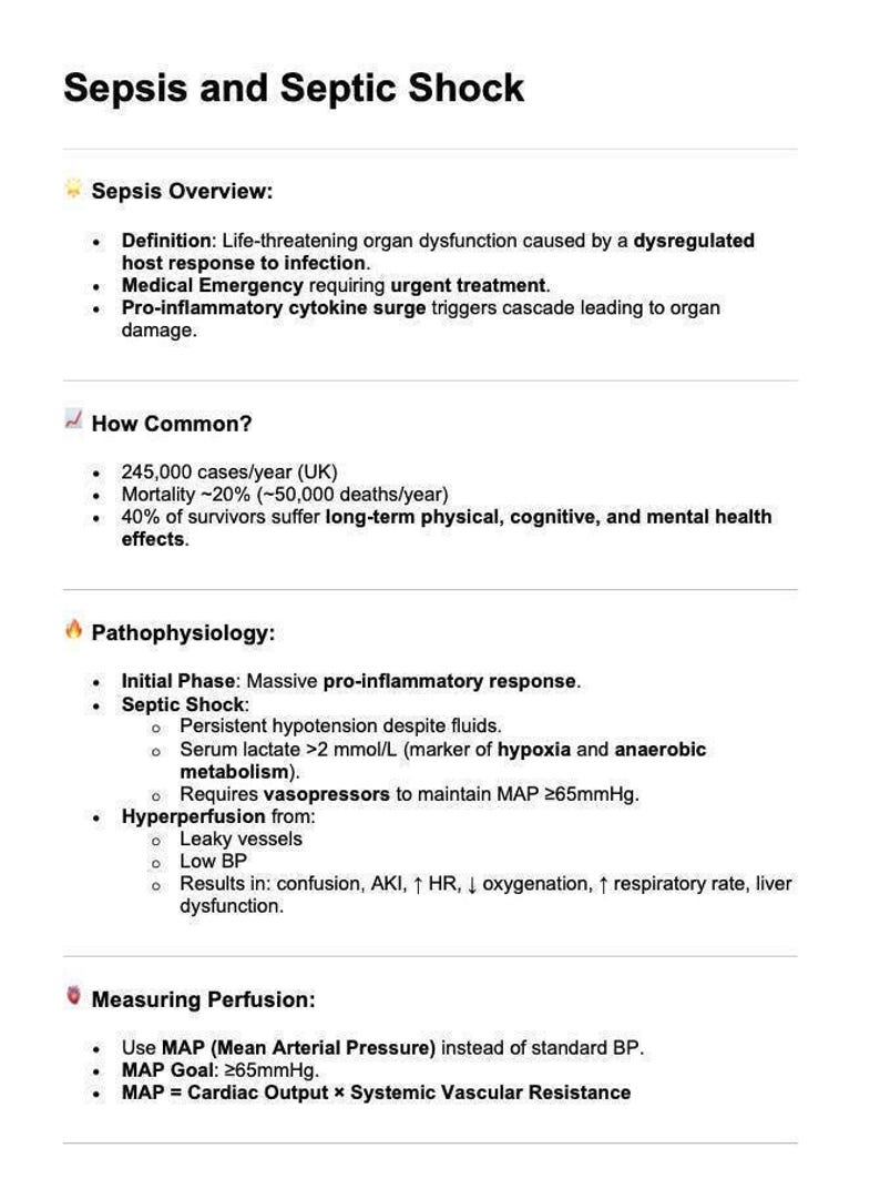 Sepsis and Septic Shock Management - Pharmacy Clinical Notes - Etsy
