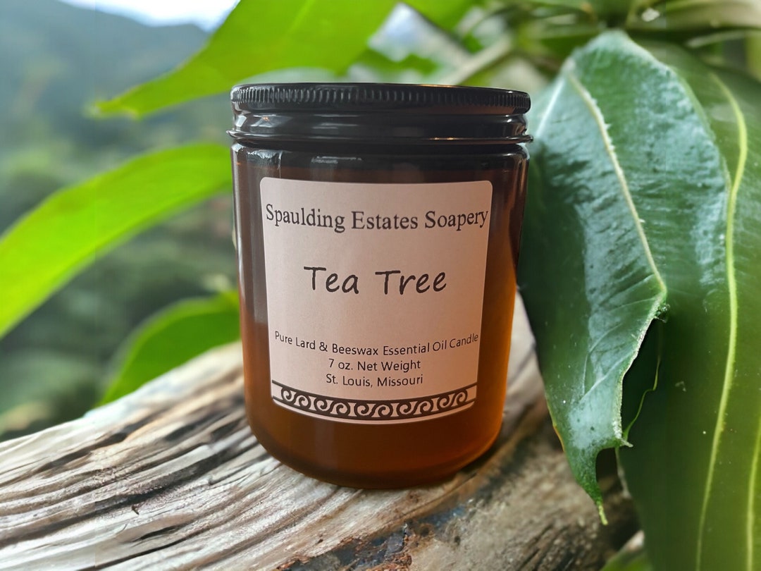 100% Natural Tea Tree Candle Made From Pure Lard & Beeswax. This is a ...
