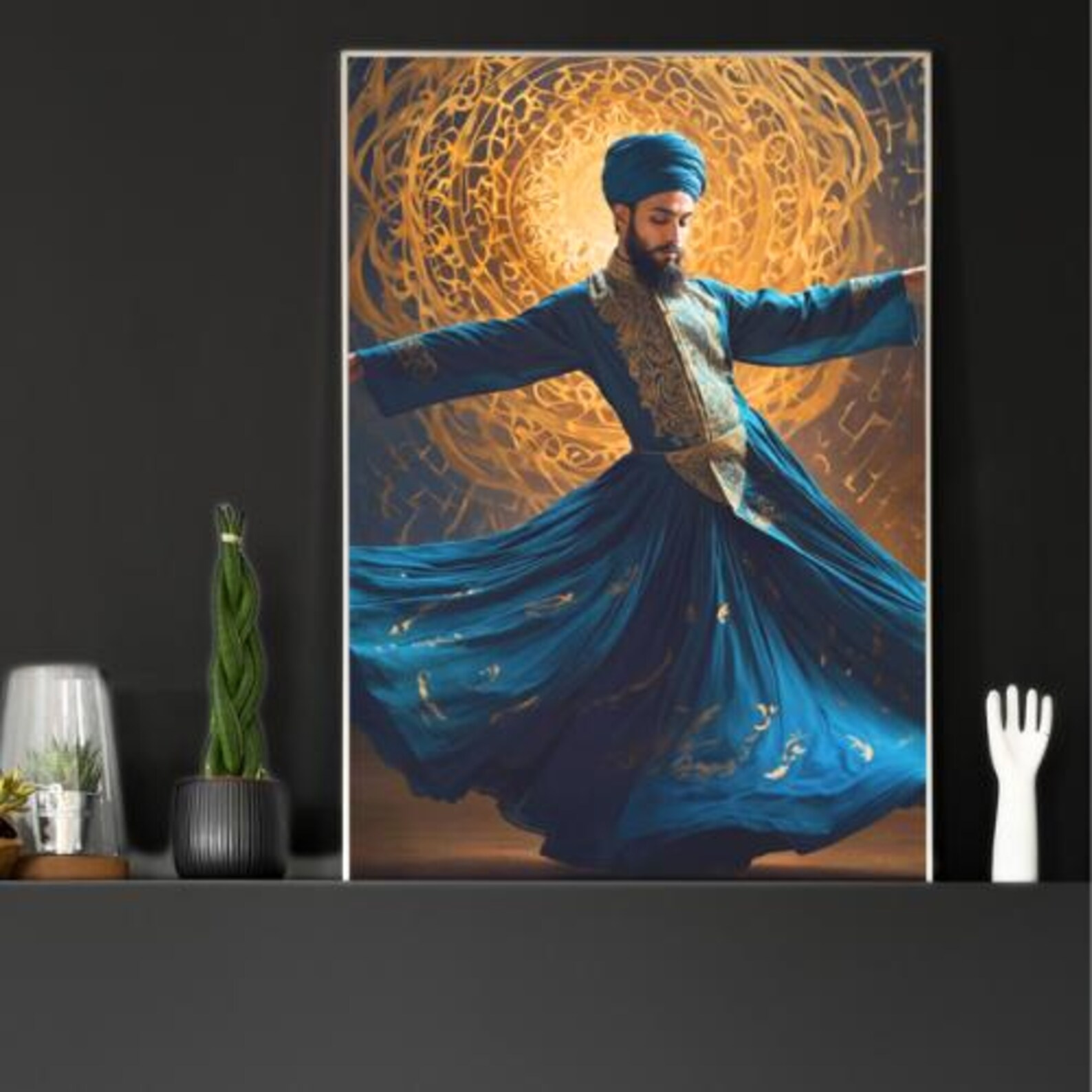 Islamic Sufi Whirling Dervish Wall Art | Dhikr & Rumi-inspired Decor ...