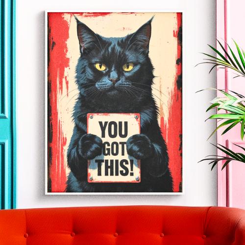 Cool Cat Posters Animal Wall Art Black Cat Photos Inspirational Wall ...