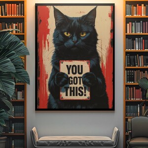 Cool Cat Posters Animal Wall Art Black Cat Photos Inspirational Wall ...