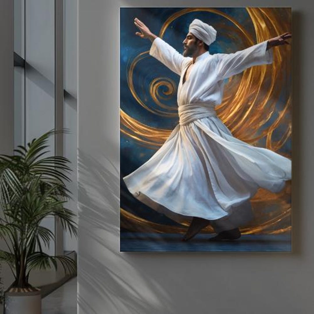 Islamic Sufi Whirling Dervish Wall Art | Rumi-inspired Dhikr Print ...