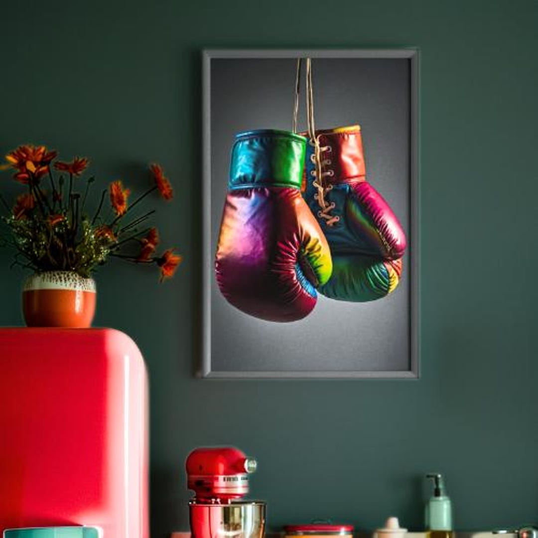 LGBTQ ART Rainbow Boxing Gloves Wall Art | Colorful Sports Decor | Bold ...
