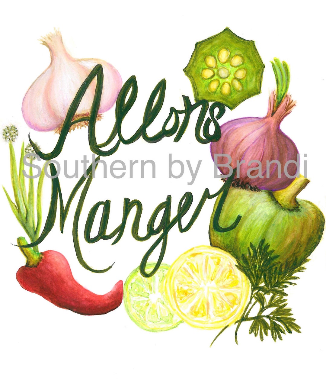 Allons Manger Watercolor Print - Etsy
