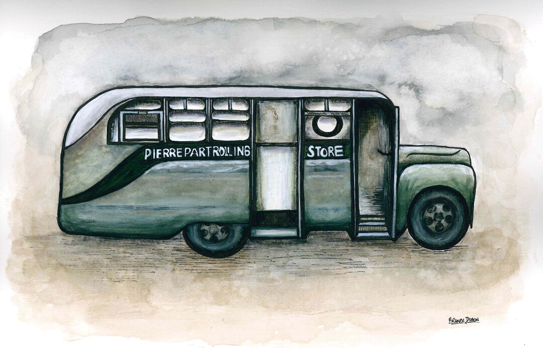 Pierre Part Rolling Store Watercolor Print - Etsy