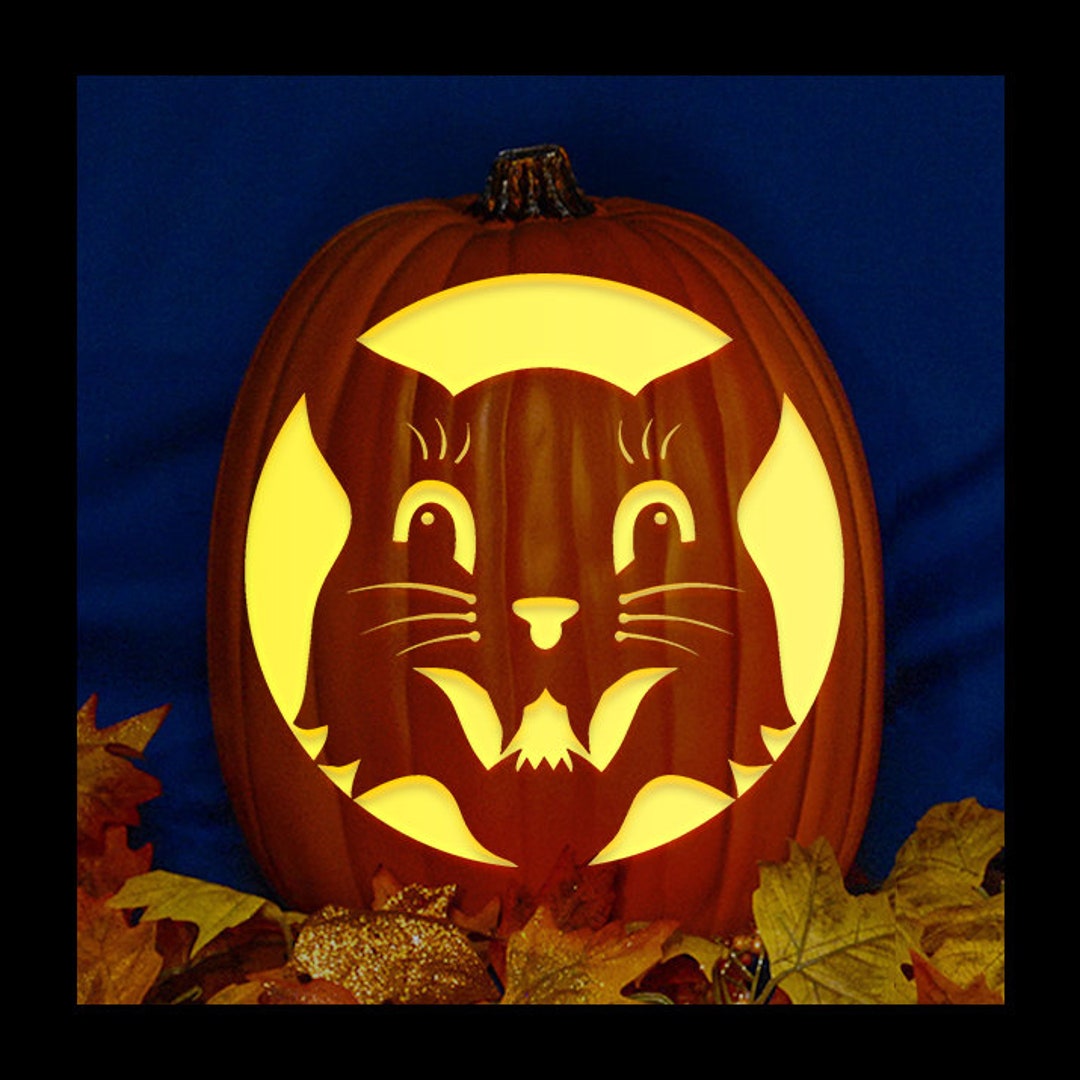 Retro Cat Face 01 - Carved Foam Pumpkin - Etsy