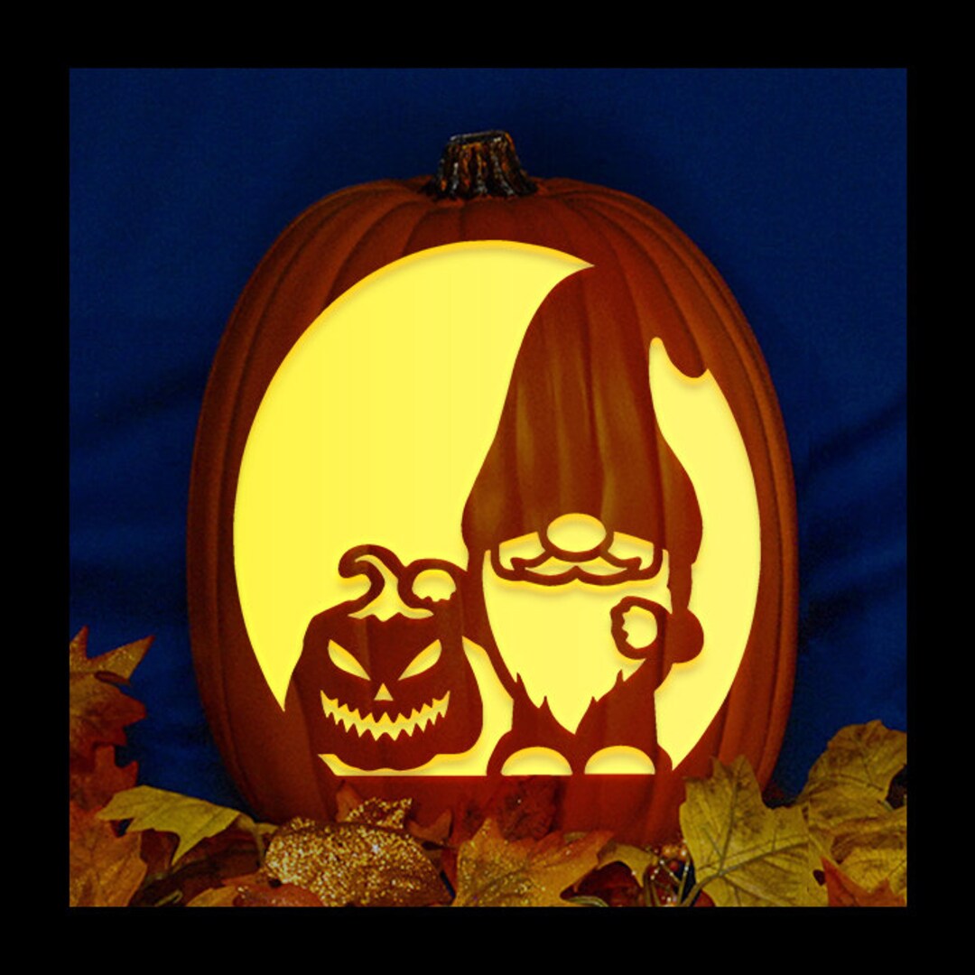 Garden Gnome With Pumpkin - Carved Foam Pumpkin - Etsy