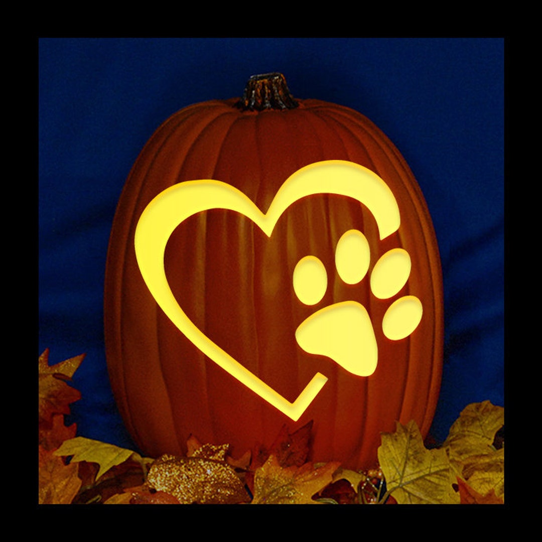 Paw Print Heart - Carved Foam Pumpkin - Etsy