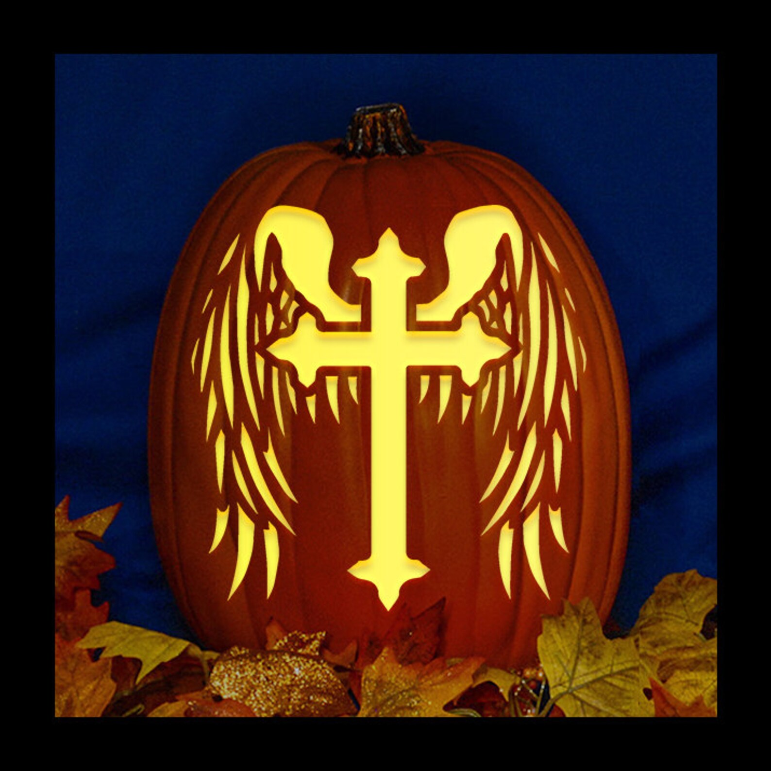 Cross With Wings Carved Foam Pumpkin - Etsy