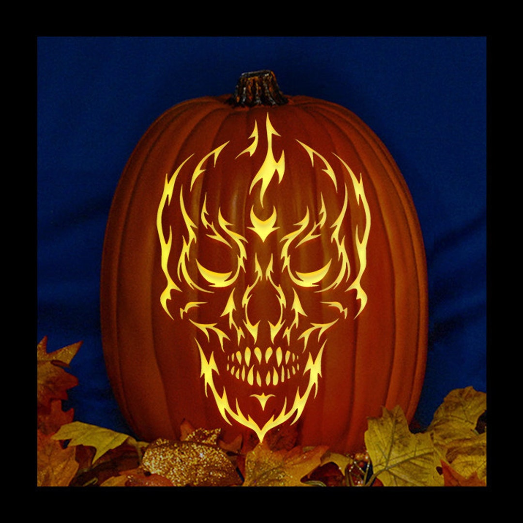 Fire Skull - Carved Foam Pumpkin - Etsy