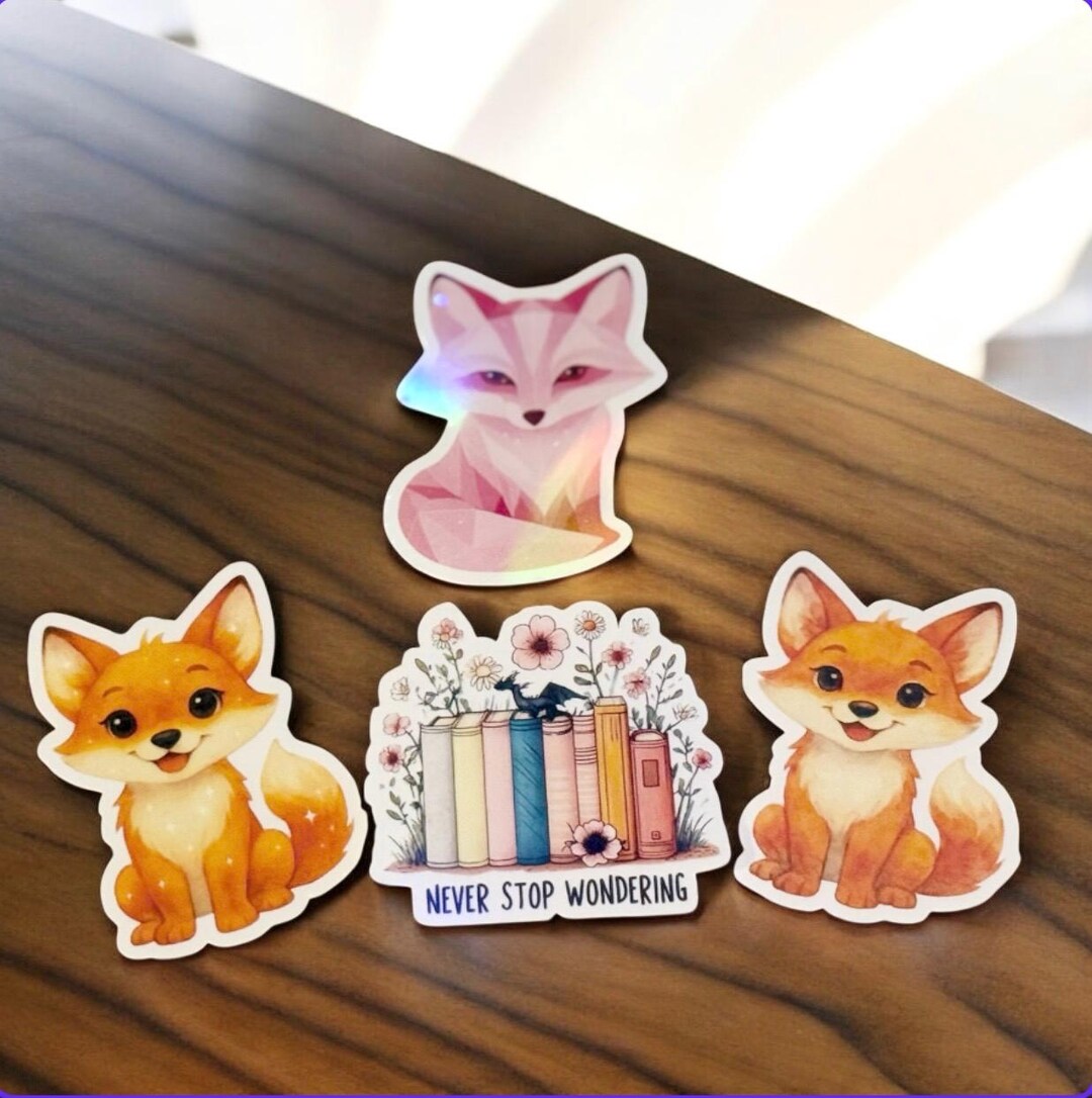 Cute Fox Stickers | Sparkling Fox | Floral Books Stickers | Planner ...