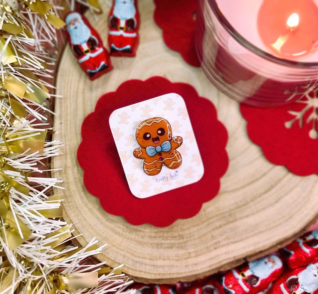 Gingerbread Man Pin Badge Cute Kawaii Christmas Resin Pin - Etsy