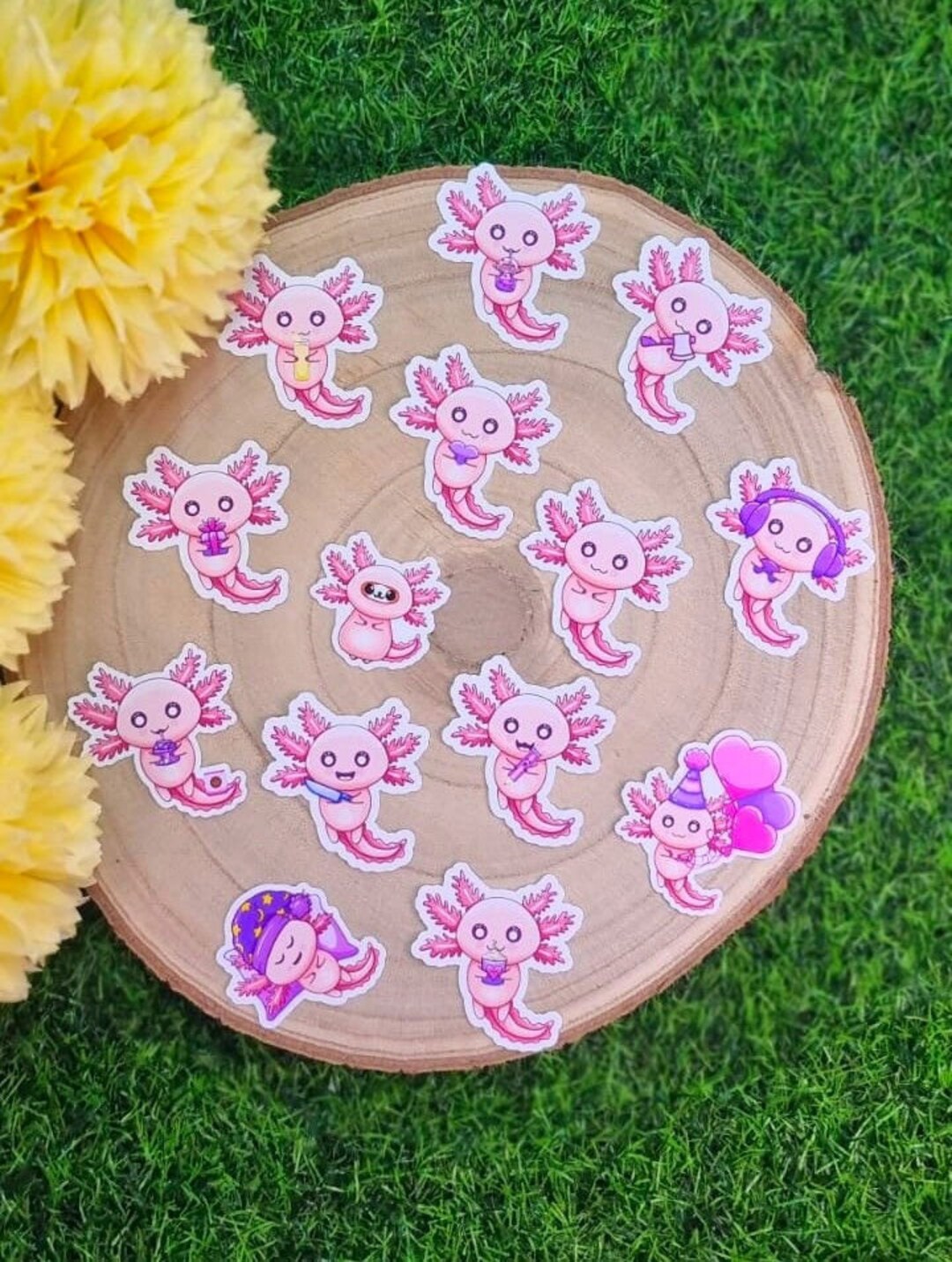 Life is Better With Axolotls Bumper Sticker Pack Cute Pink Kawaii ...
